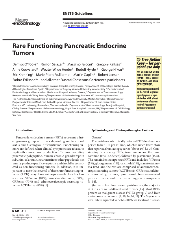 (PDF) Rare Functioning Pancreatic Endocrine Tumors