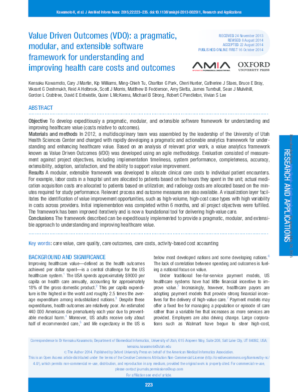 (PDF) Value Driven Outcomes (VDO): a pragmatic, modular, and extensible ...