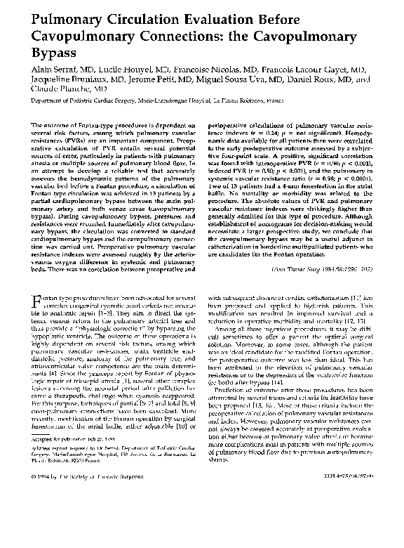 (PDF) Pulmonary circulation evaluation before cavopulmonary connections ...
