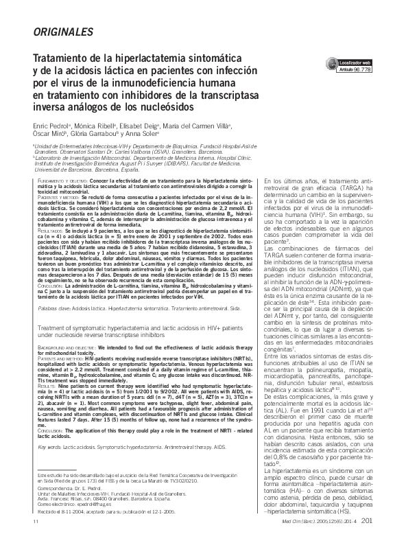 (PDF) Tratamiento de la hiperlactatemia sintomática y de la acidosis ...