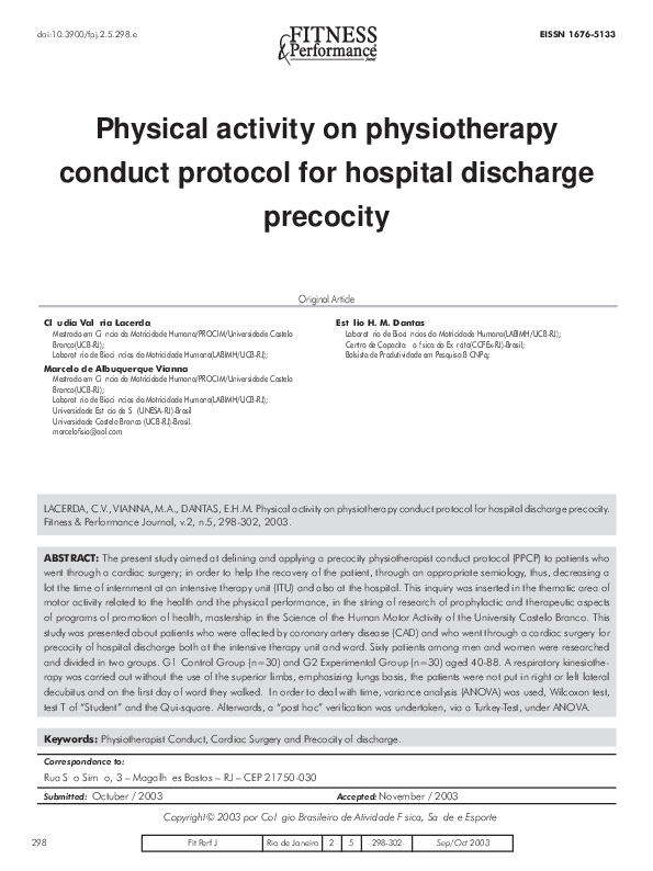 (PDF) Physical activity on physiotherapy conduct protocol for hospital ...