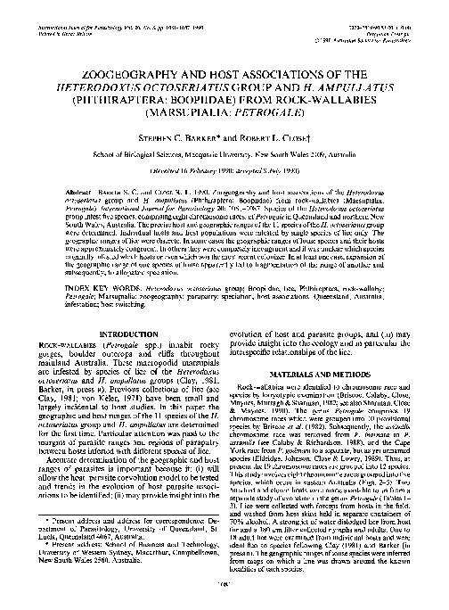 (PDF) Zoogeography and host associations of the Heterodoxus ...