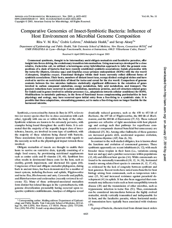 (PDF) Comparative Genomics of Insect-Symbiotic Bacteria: Influence of ...