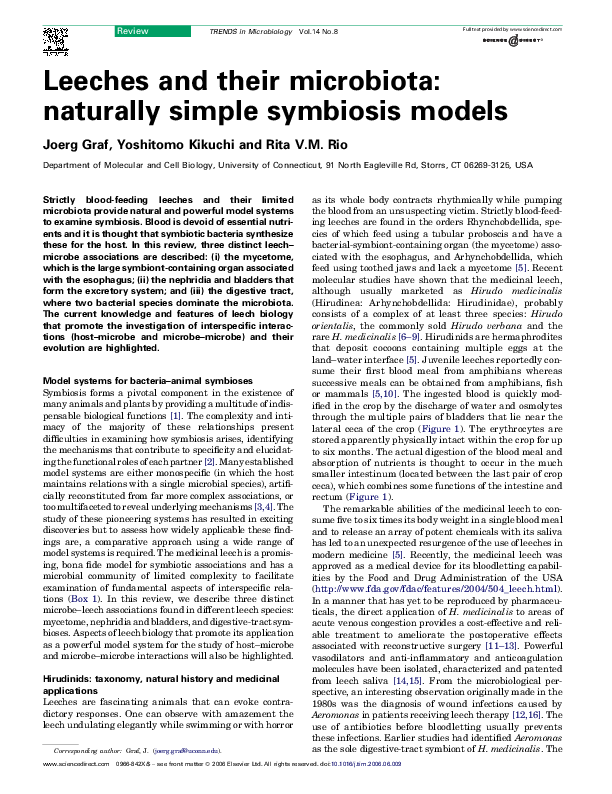 (PDF) Leeches and their microbiota: naturally simple symbiosis models