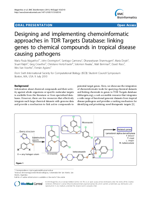 (PDF) Designing and implementing chemoinformatic approaches in TDR Targets Database: linking ...
