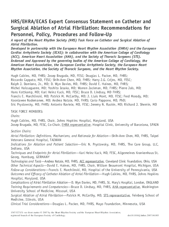 (PDF) HRS/EHRA/ECAS expert Consensus Statement on catheter and surgical ...