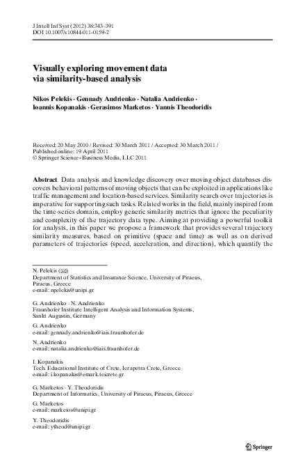 (PDF) Visually exploring movement data via similarity-based analysis