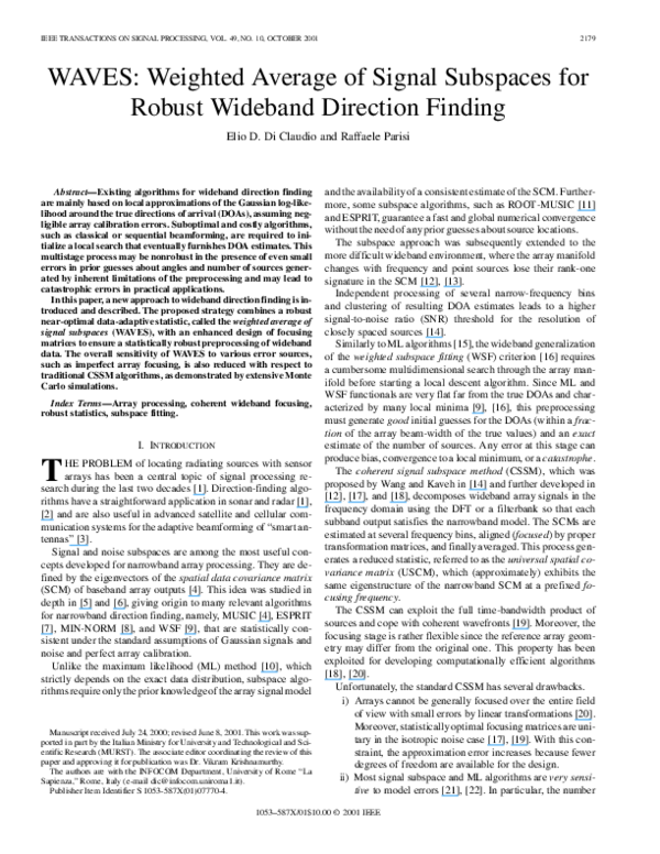(PDF) WAVES: weighted average of signal subspaces for robust wideband direction finding