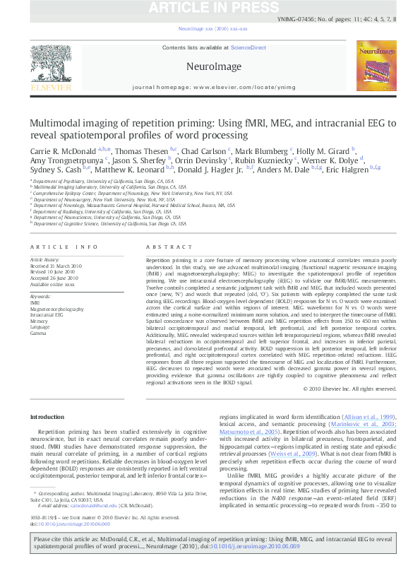 (PDF) Multimodal imaging of repetition priming: Using fMRI, MEG, and intracranial EEG to reveal ...