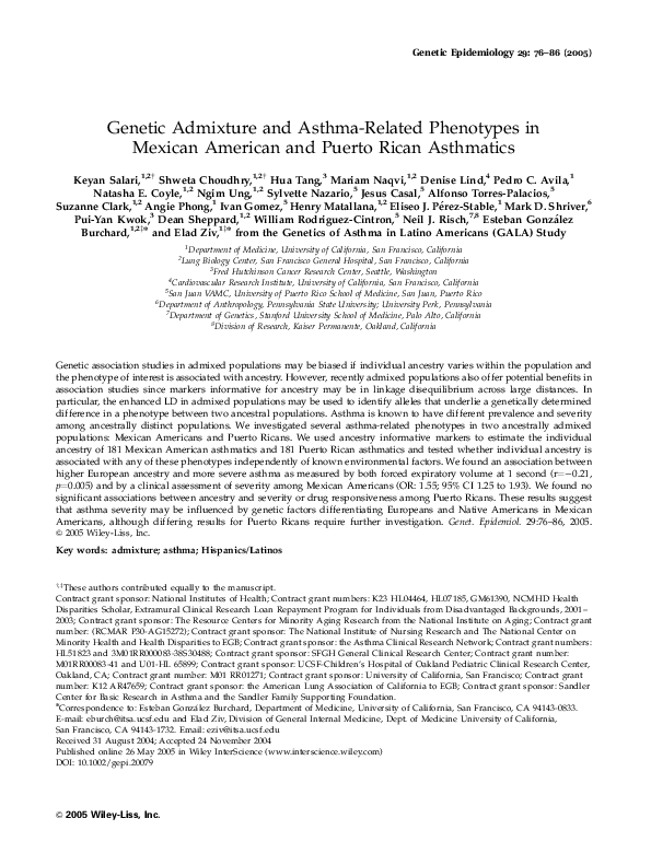 (PDF) Genetic admixture and asthma-related phenotypes in Mexican ...