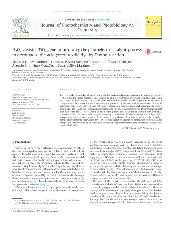 (PDF) H2O2-assisted TiO2 generation during the photoelectrocatalytic ...