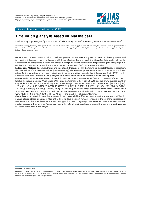 (PDF) Time on drug analysis based on real life data