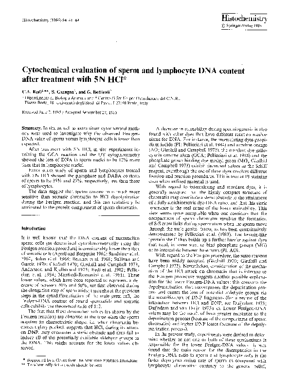 (PDF) Cytochemical evaluation of sperm and lymphocyte DNA content after ...