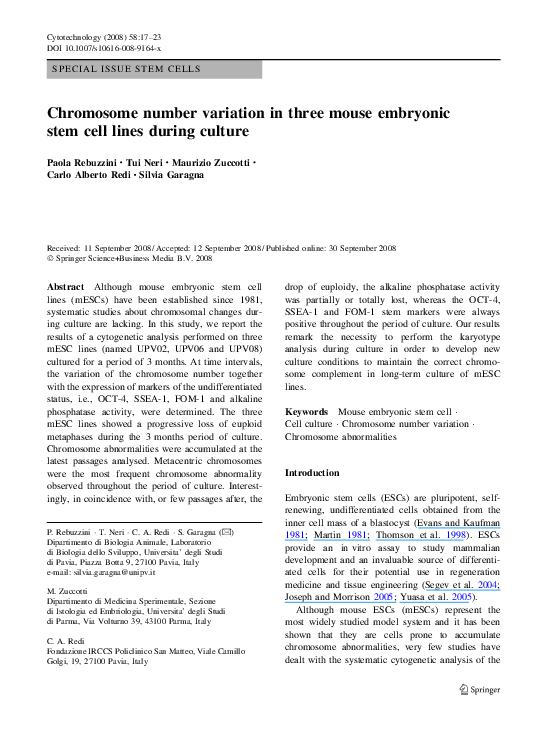 (PDF) Chromosome number variation in three mouse embryonic stem cell ...