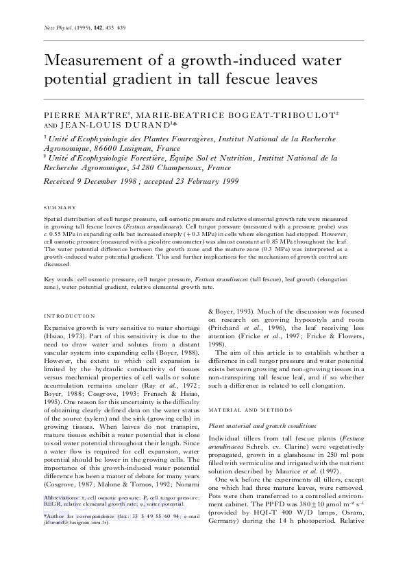 (PDF) Measurement of a growth-induced water potential gradient in tall ...