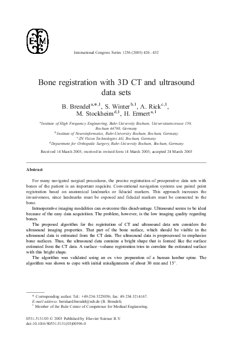 (PDF) Bone registration with 3D CT and ultrasound data sets