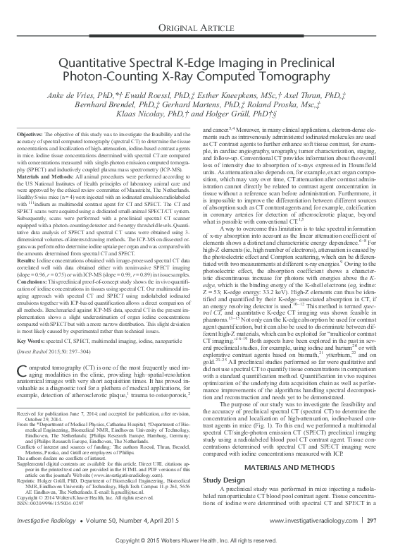 (PDF) Quantitative spectral k-edge imaging in preclinical photon ...