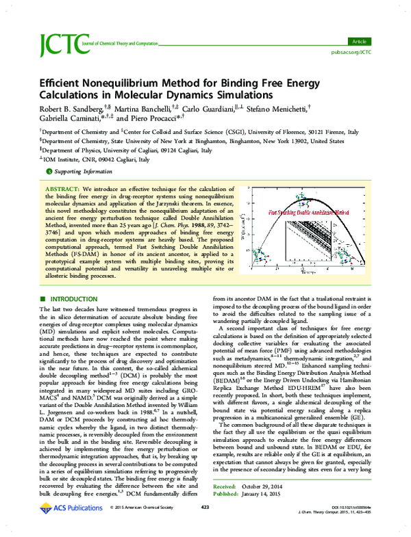 (PDF) Efficient Nonequilibrium Method for Binding Free Energy Calculations in Molecular Dynamics ...