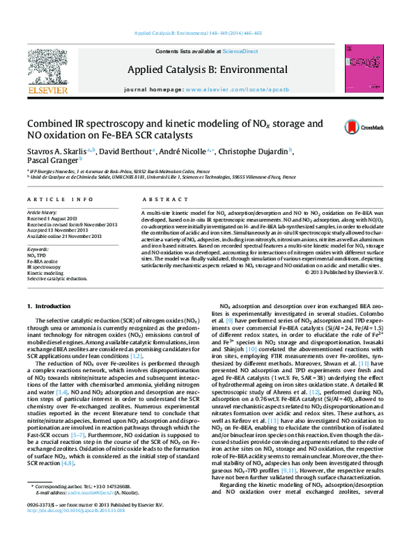 (PDF) Combined IR spectroscopy and kinetic modeling of NOx storage and ...