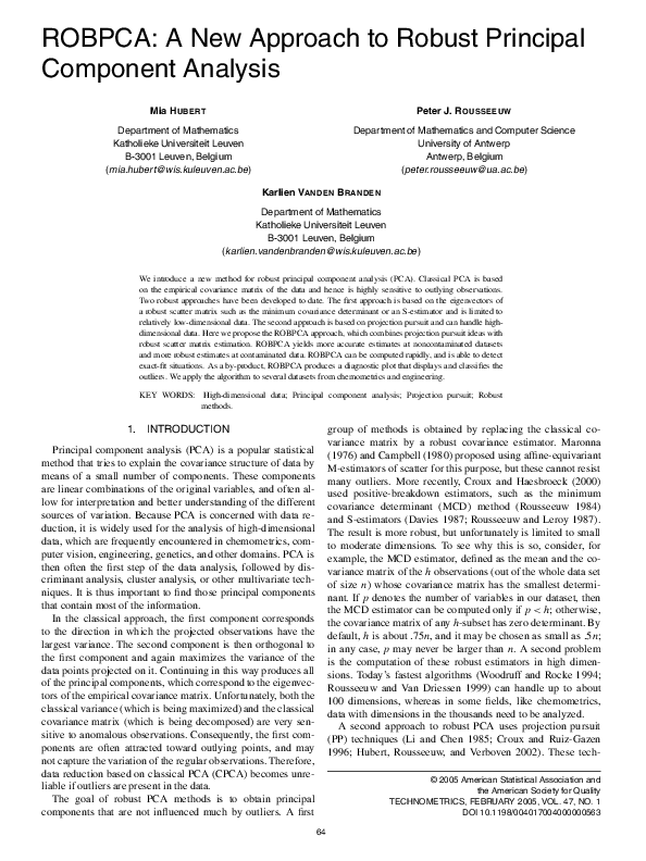 (PDF) ROBPCA: A new approach to robust principal component analysis