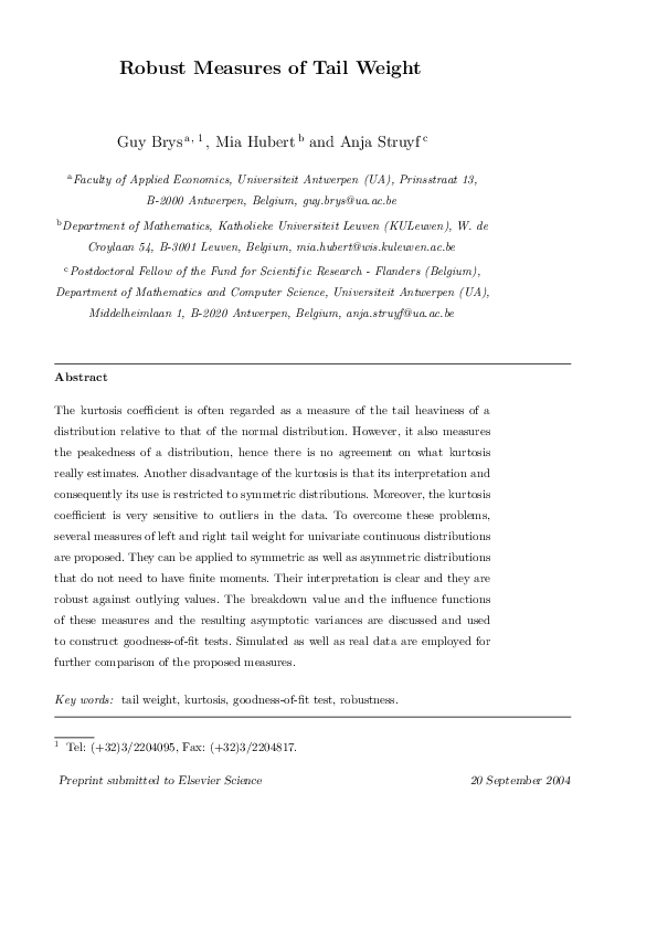 (PDF) Robust measures of tail weight