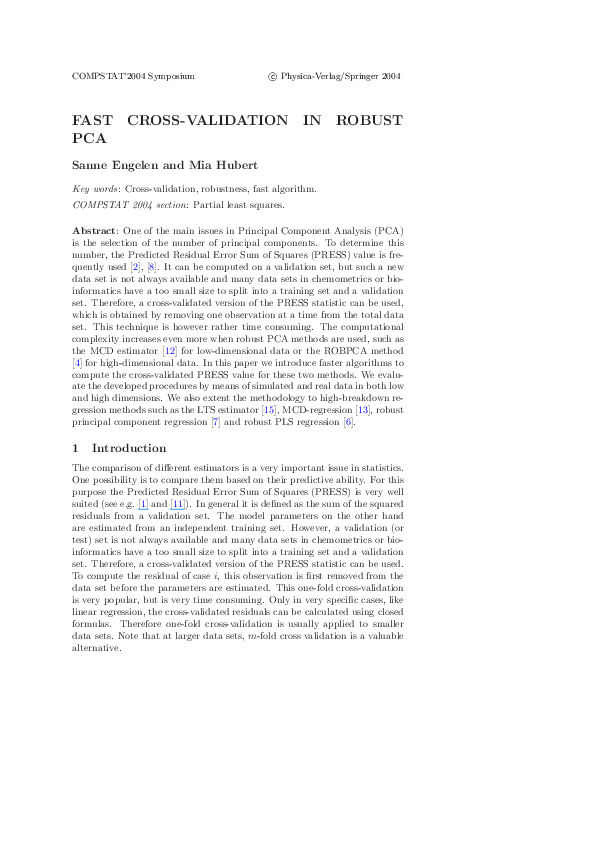 (PDF) Fast cross-validation in robust PCA
