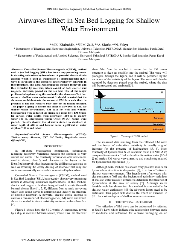 (PDF) Airwaves effect in Sea Bed Logging for shallow water environment