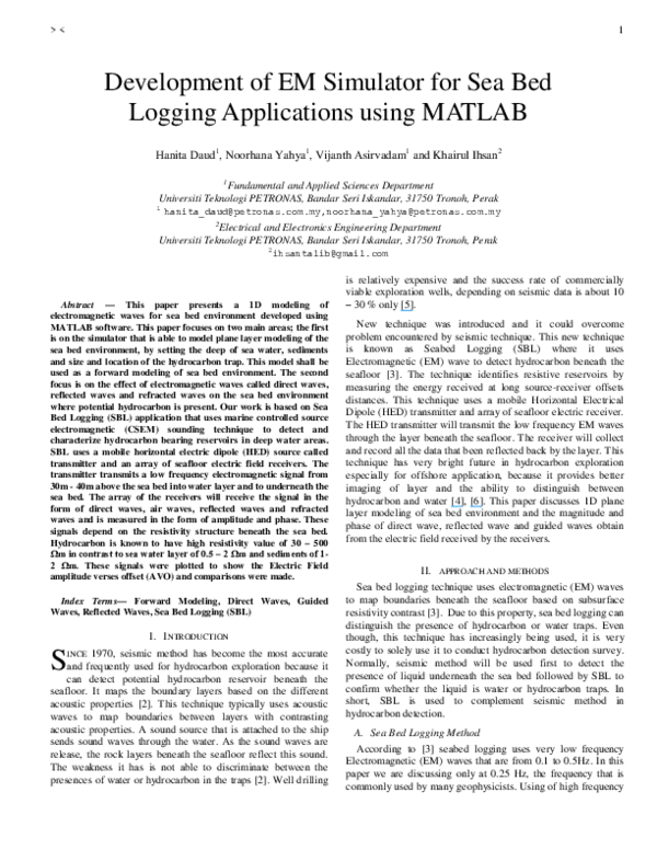 (PDF) Development of EM simulator for sea bed logging applications ...