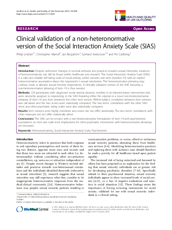 (PDF) Clinical validation of a non-heteronormative version of the ...