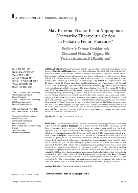 (PDF) May External Fixator Be an Appropriate Alternative Therapeutic ...