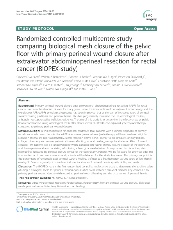 (PDF) Randomized controlled multicentre study comparing biological mesh ...