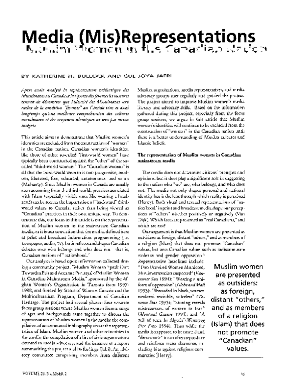 (PDF) Media (Mis)Representations: Muslim Women in the Canadian Nation