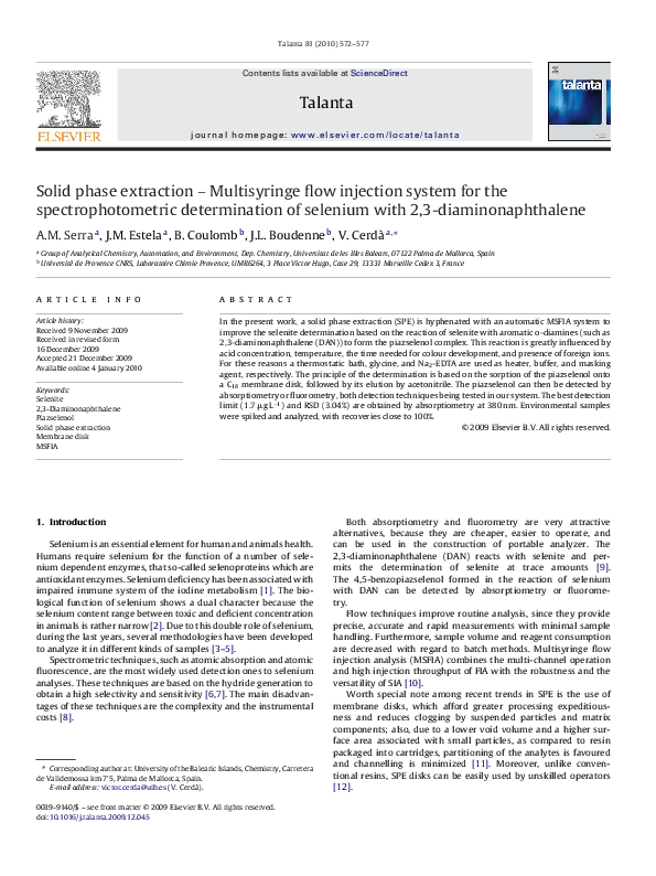 Pdf Solid Phase Extraction Multisyringe Flow Injection System For
