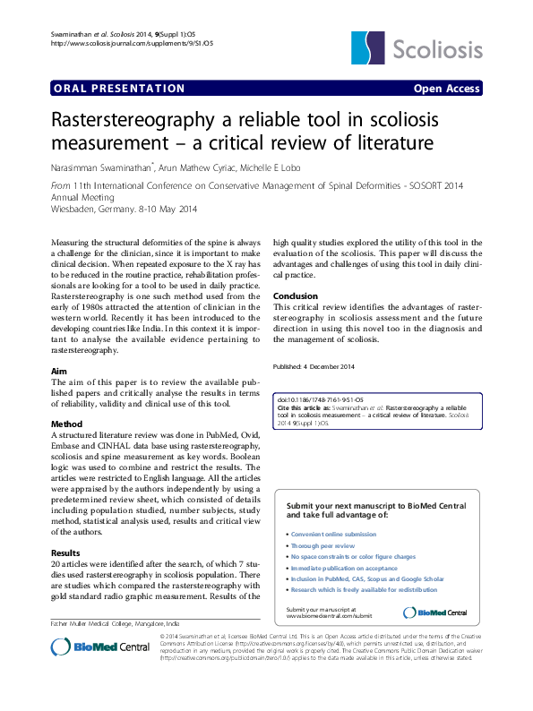 (PDF) Rasterstereography a reliable tool in scoliosis measurement – a ...