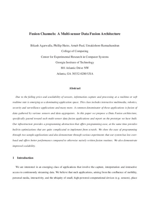 (PDF) Fusion channels: A multi-sensor data fusion architecture