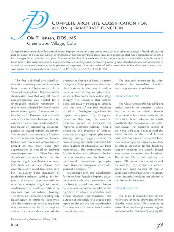 (PDF) Complete arch site classification for all-on-4 immediate function