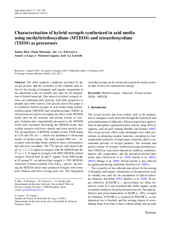 (PDF) Characterisation of hybrid xerogels synthesised in acid media ...