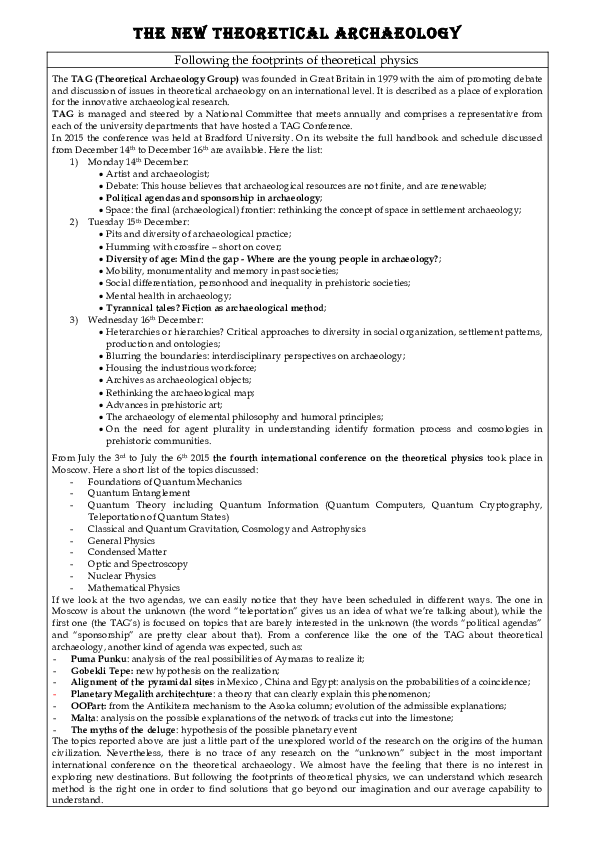 (PDF) The New Theoretical Archaeology