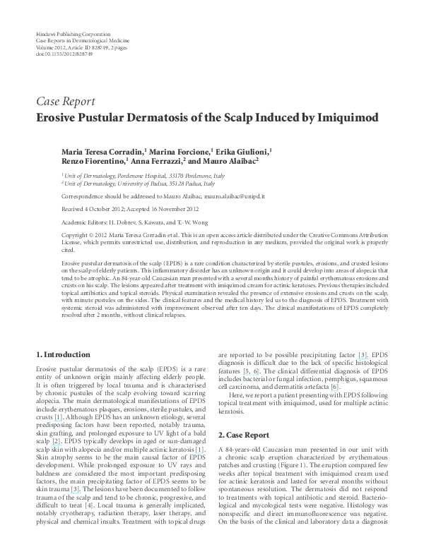 (PDF) Erosive Pustular Dermatosis of the Scalp Induced by Imiquimod