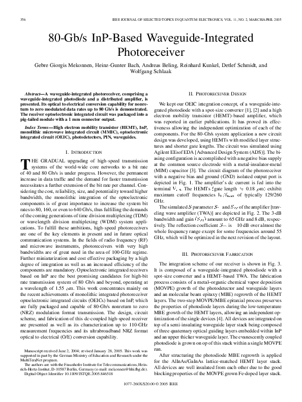 (PDF) 80-Gb/s InP-based waveguide-integrated photoreceiver