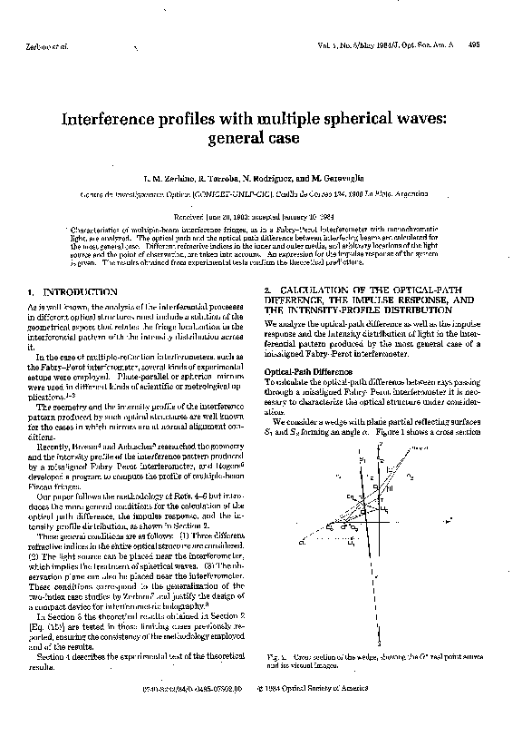 (PDF) Interference profiles with multiple spherical waves: general case