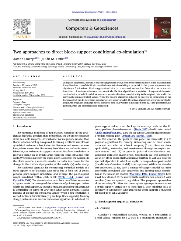(PDF) Two approaches to direct block-support conditional co-simulation