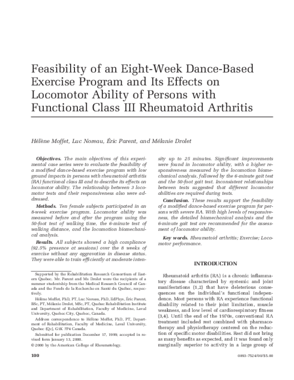 (PDF) Feasibility of an eight-week dance-based exercise program and its ...