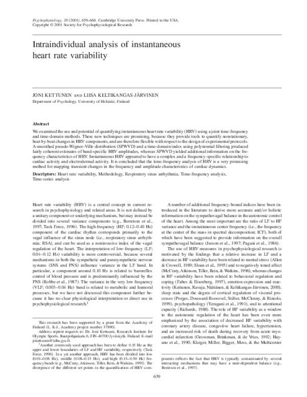 (PDF) Intraindividual analysis of instantaneous heart rate variability