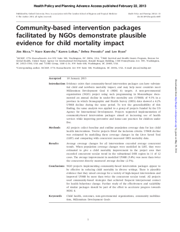 (PDF) Community-based intervention packages facilitated by NGOs ...