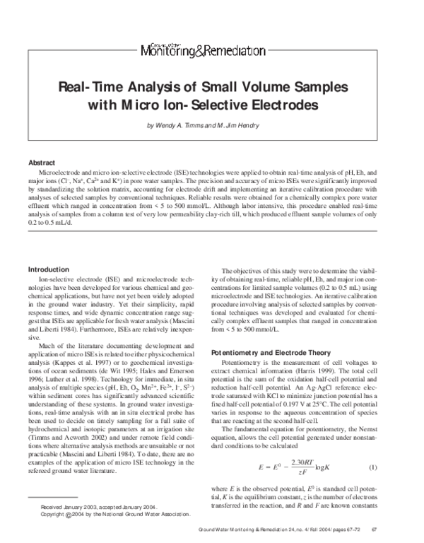 (PDF) Real-Time Analysis of Small Volume Samples with Micro Ion ...