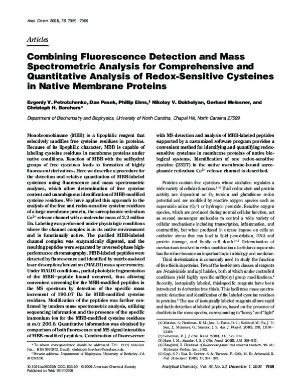 (PDF) Combining Fluorescence Detection and Mass Spectrometric Analysis for Comprehensive and ...