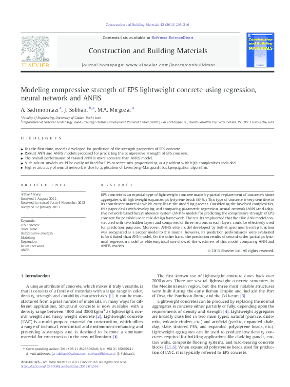 Pdf Modeling Compressive Strength Of Eps Lightweight Concrete Using Regression Neural Network