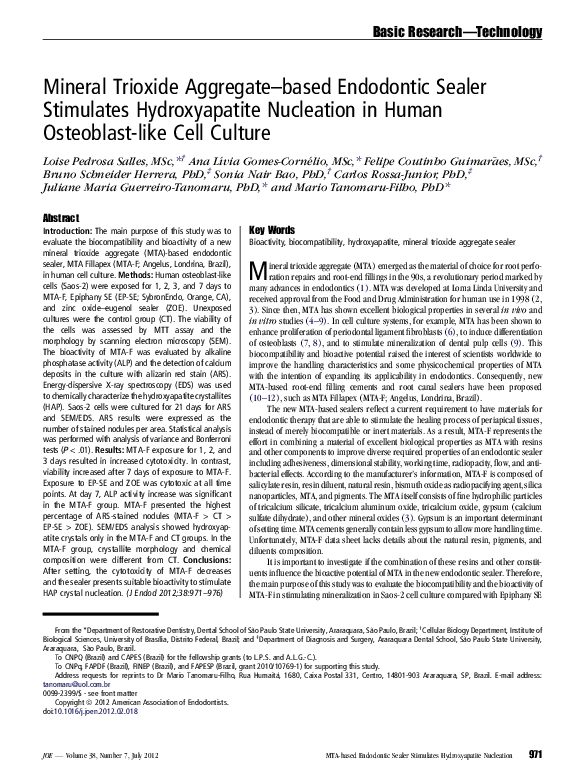 Mineral Trioxide Aggregate–based Endodontic Sealer Stimulates ...
