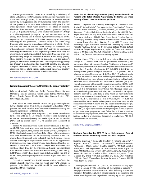 (PDF) Enzyme Replacement Therapy in MPS I Mice: the Sooner The Better?